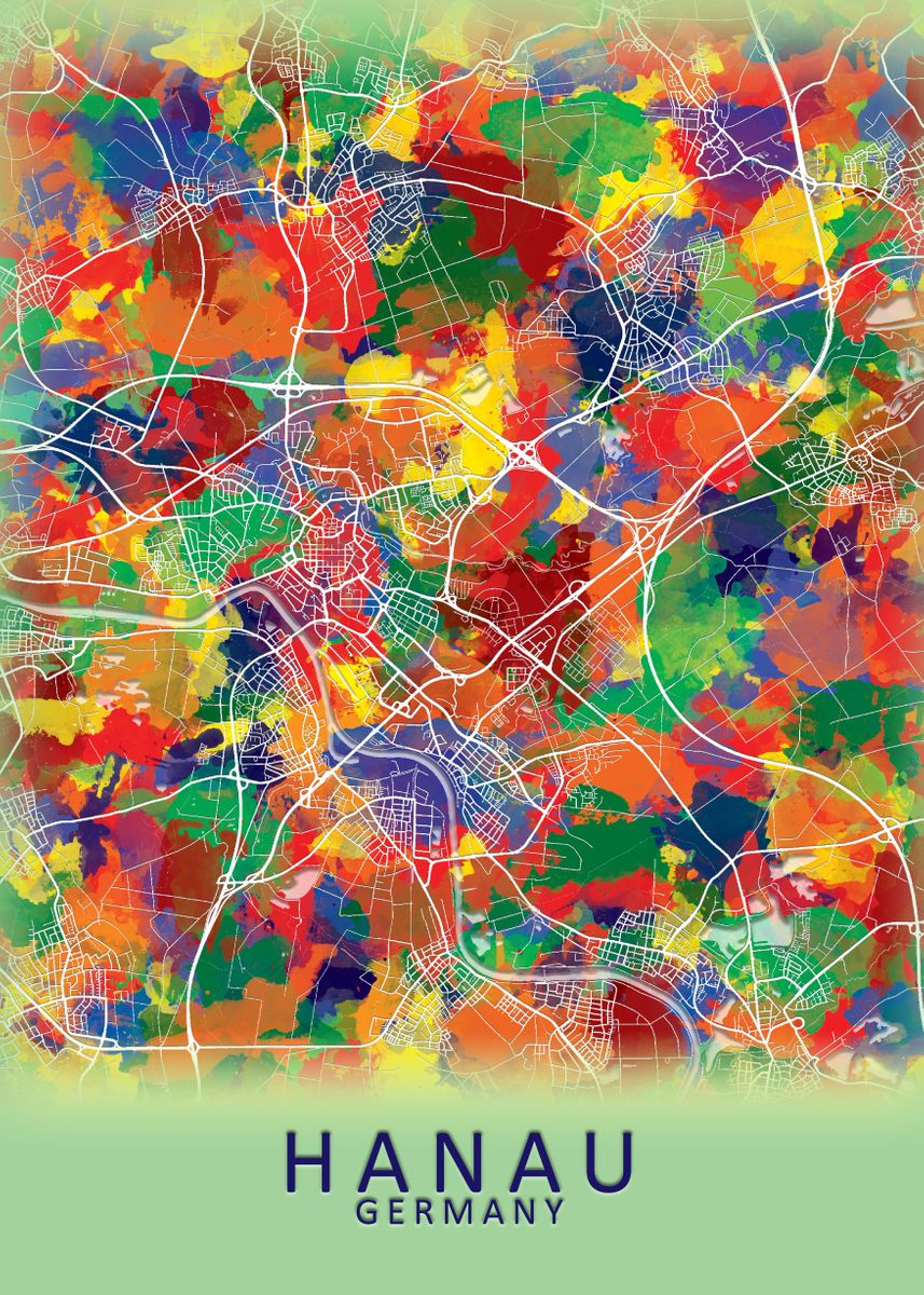 'Hanau Germany City Map' Poster, picture, metal print, paint by City ...