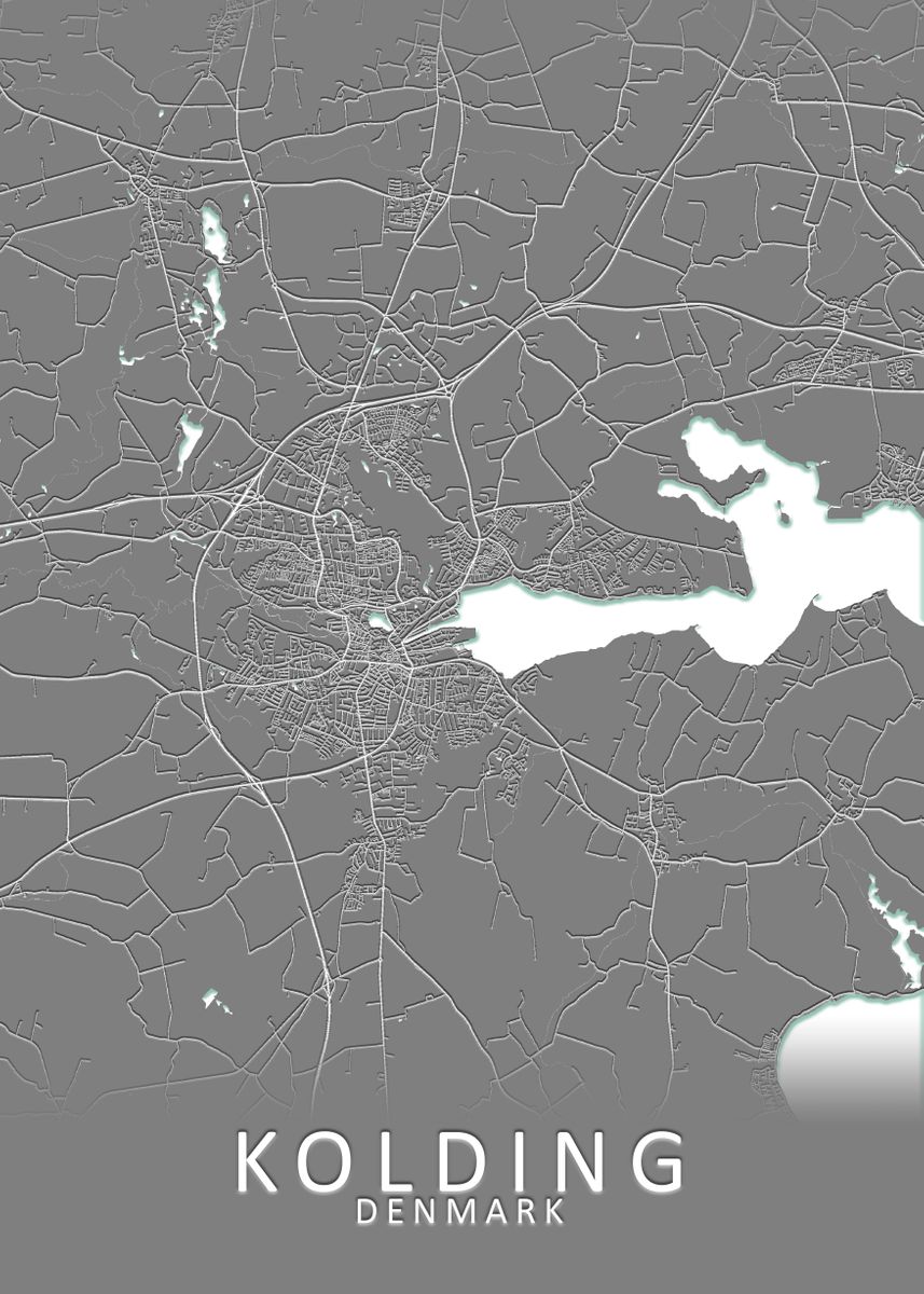 'Kolding Denmark City Map' Poster, picture, metal print, paint by City ...