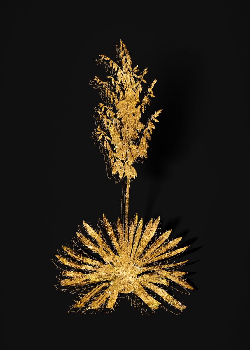 'Gold Flora on Black' Poster, picture, metal print, paint by Holy Rock ...