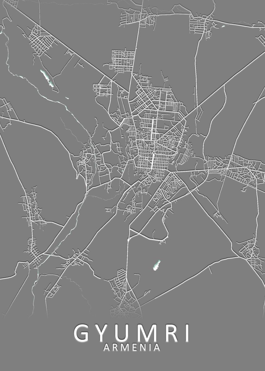 'Gyumri Armenia City Map' Poster, picture, metal print, paint by City ...