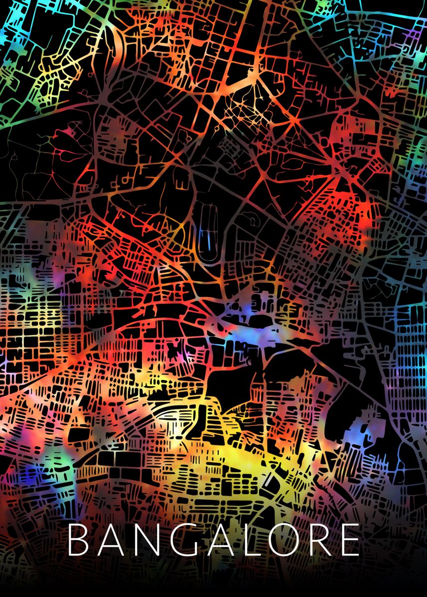 'Bangalore City Street Map' Poster, picture, metal print, paint by ...