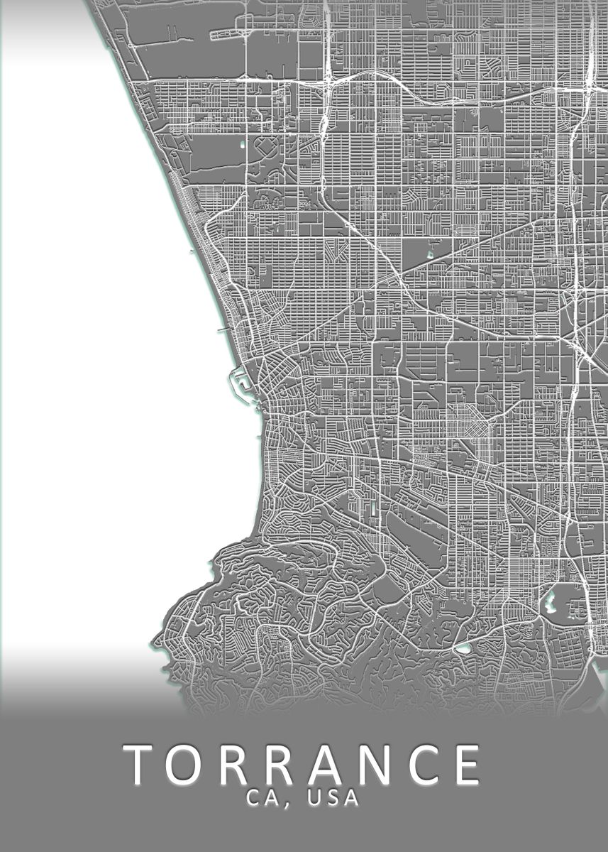 'Torrance CA USA City Map' Poster, picture, metal print, paint by City ...