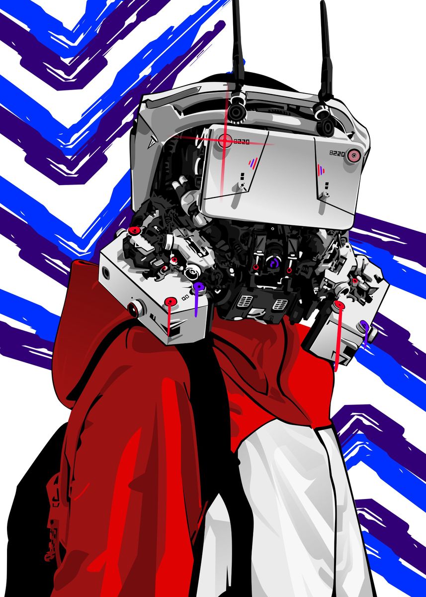 'Red White Cyberpunk' Poster, picture, metal print, paint by Vecto Art ...