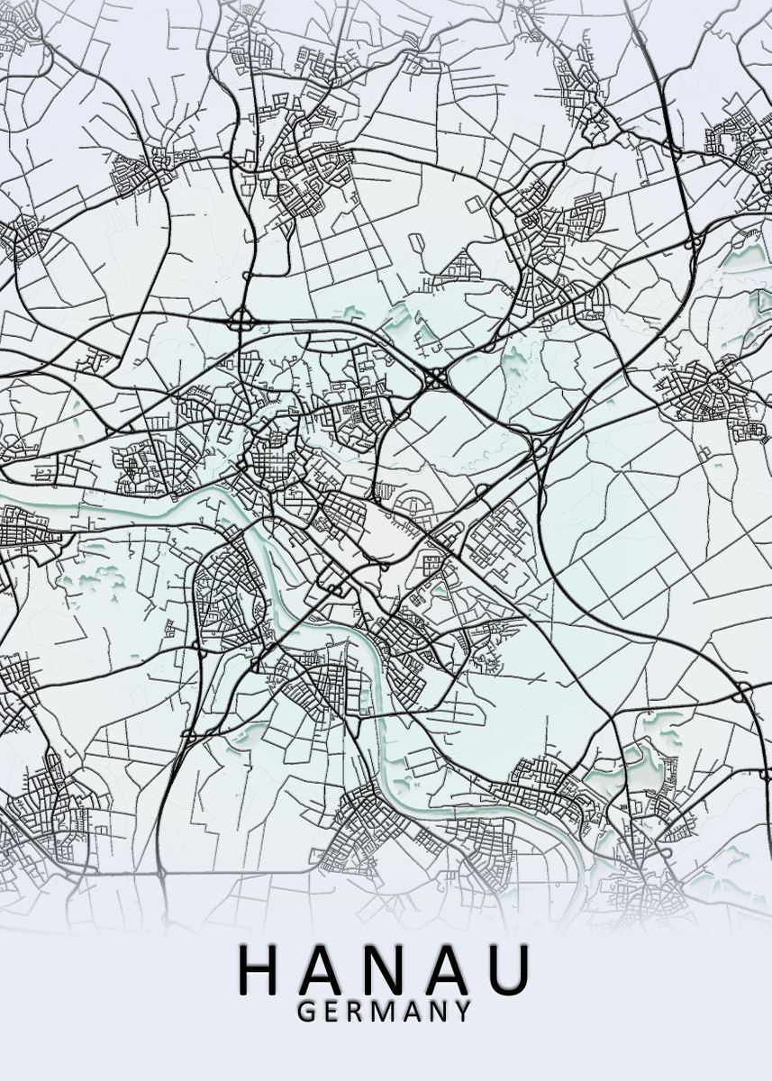 'Hanau Germany City Map' Poster, picture, metal print, paint by City ...