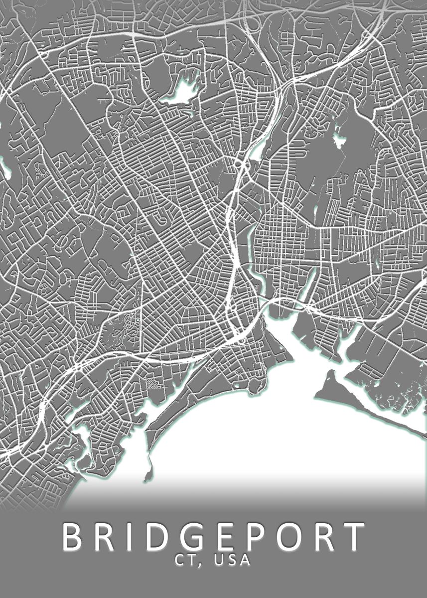 'Bridgeport CT USA City Map' Poster, picture, metal print, paint by ...