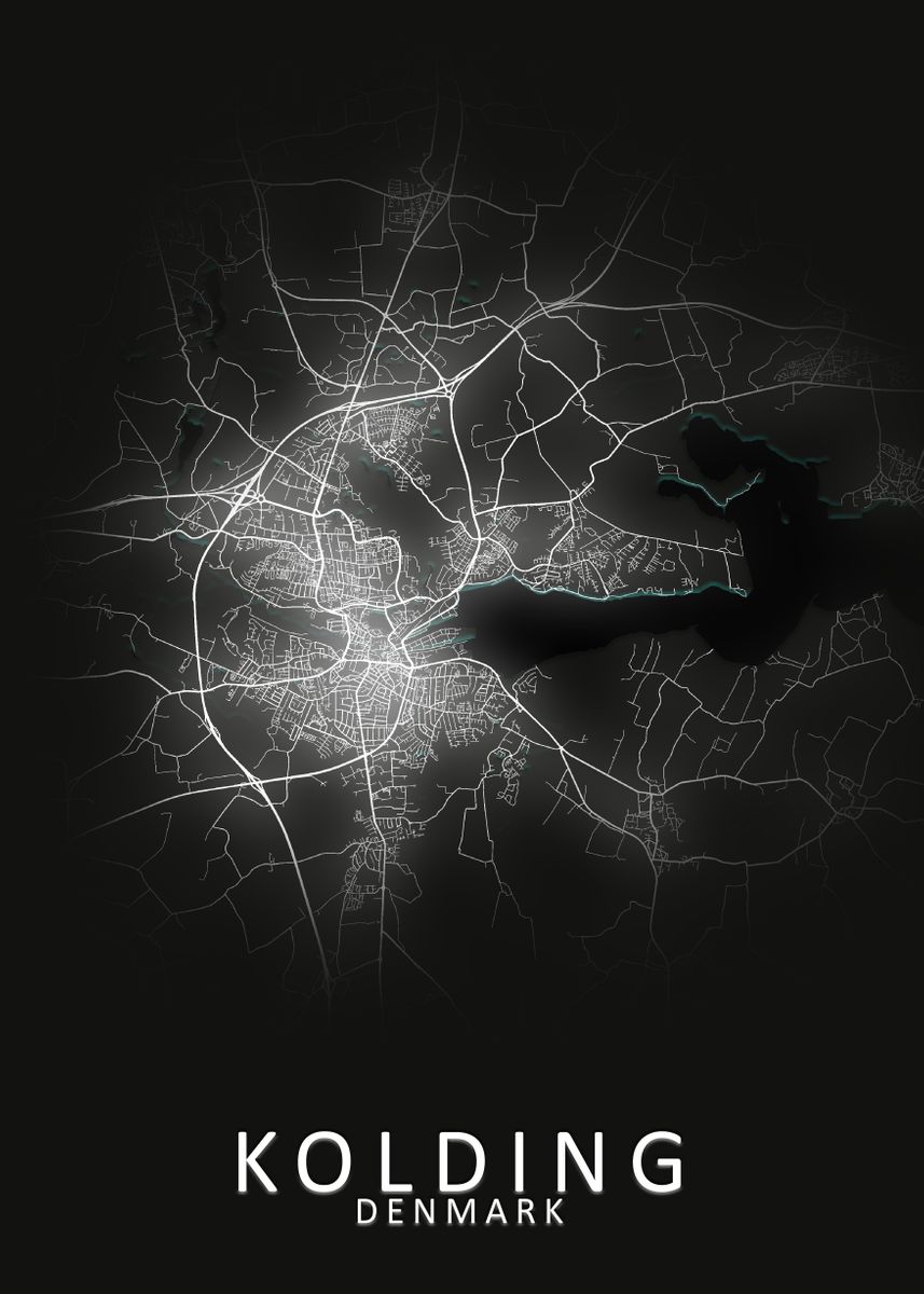 'Kolding Denmark City Map' Poster by City Map Art Prints | Displate