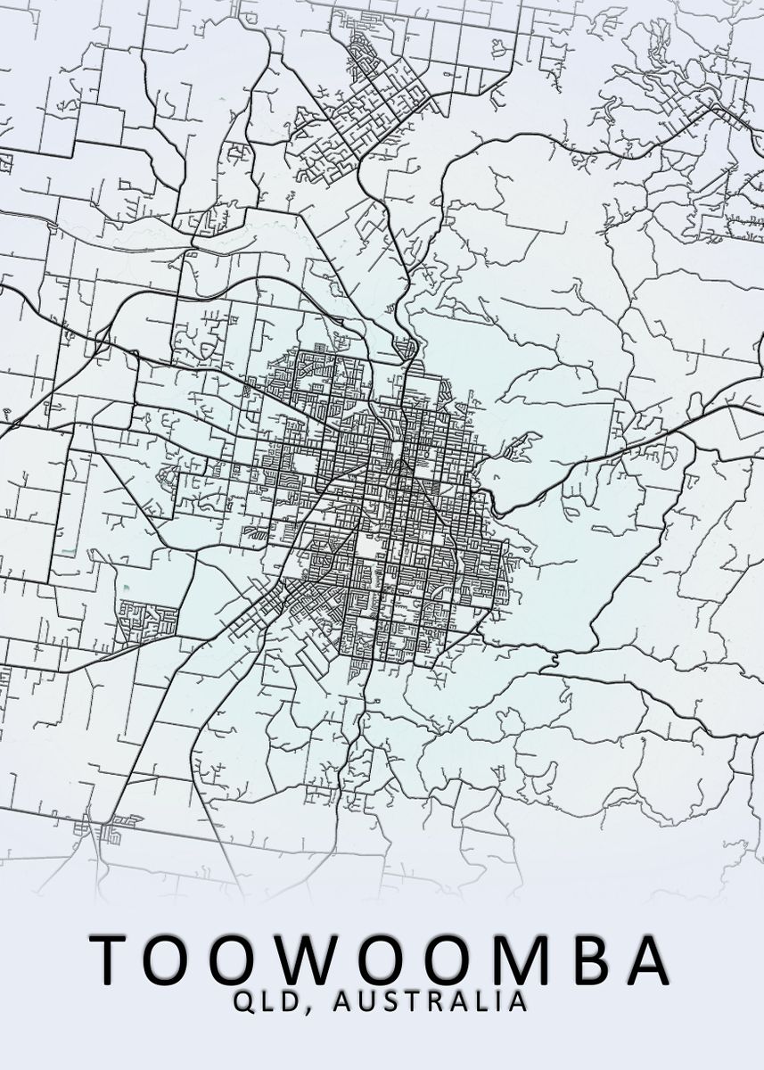 'Toowoomba Australia Map' Poster by City Map Art Prints | Displate