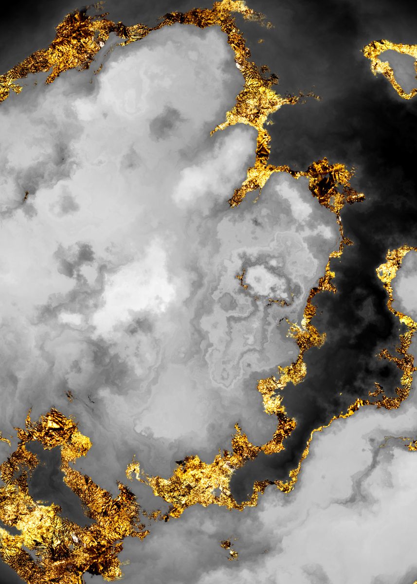 'Gilded Grayscale Nebula' Poster, picture, metal print, paint by Holy ...