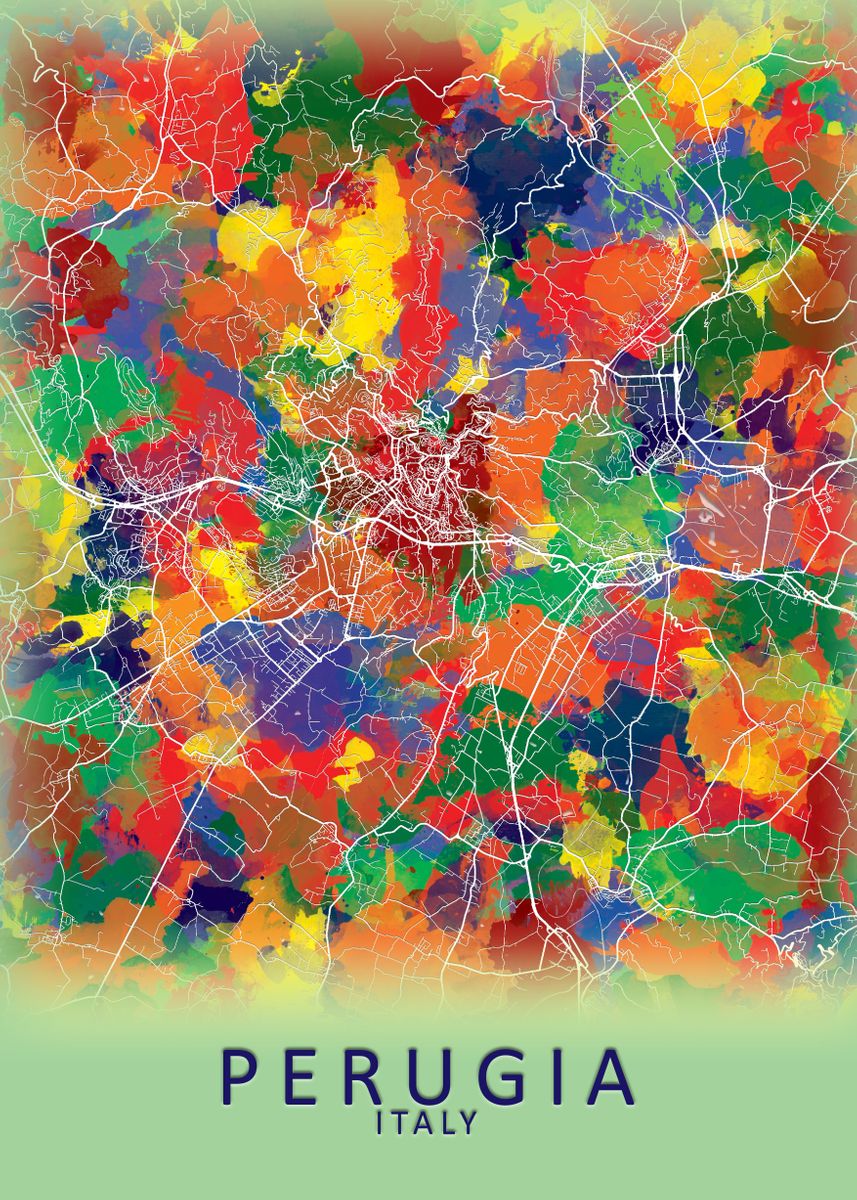 'Perugia Italy City Map' Poster, picture, metal print, paint by City ...