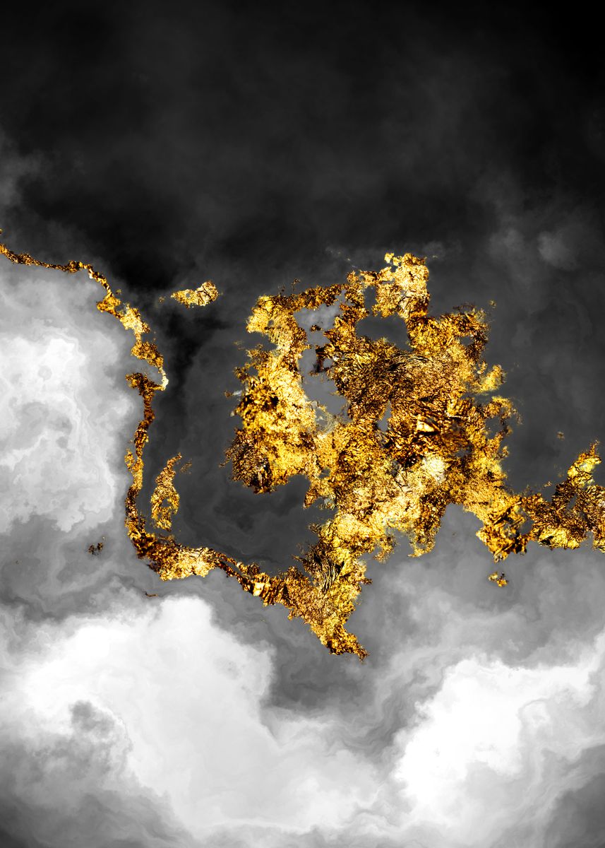 'Gilded Grayscale Nebula' Poster by Holy Rock Design | Displate