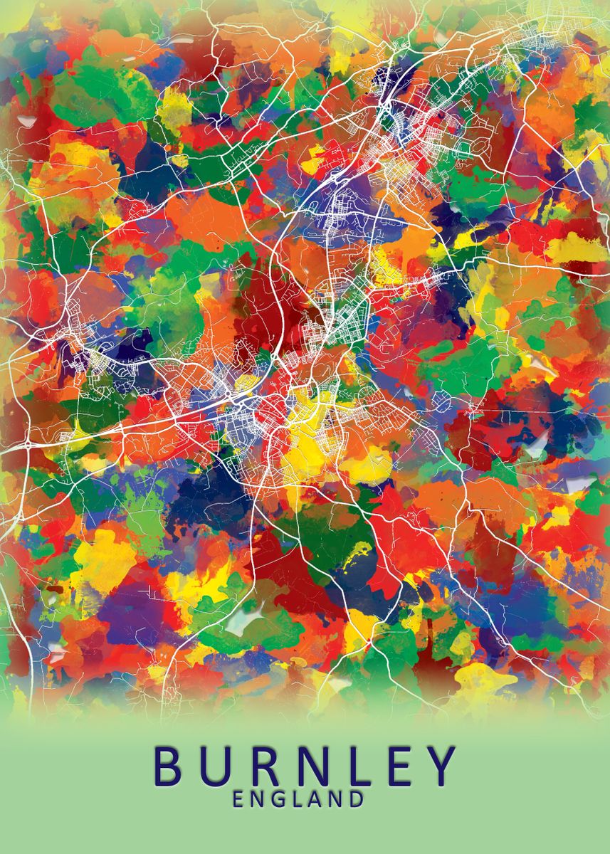 'Burnley England City Map' Poster by City Map Art Prints | Displate