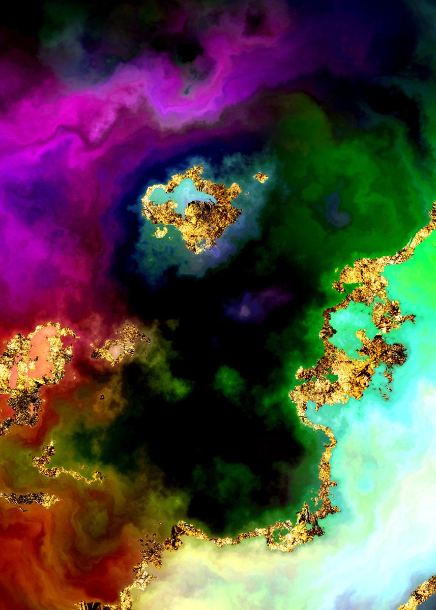 '1 of 100 Nebulas in Gold' Poster by Holy Rock Design | Displate