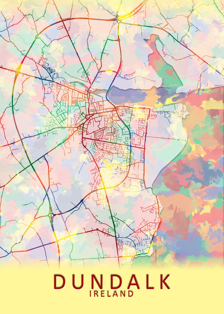 'Dundalk Ireland City Map' Poster, picture, metal print, paint by City ...