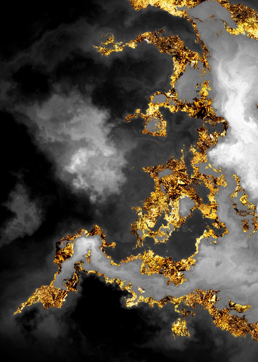 'Gilded Grayscale Nebula' Poster by Holy Rock Design | Displate
