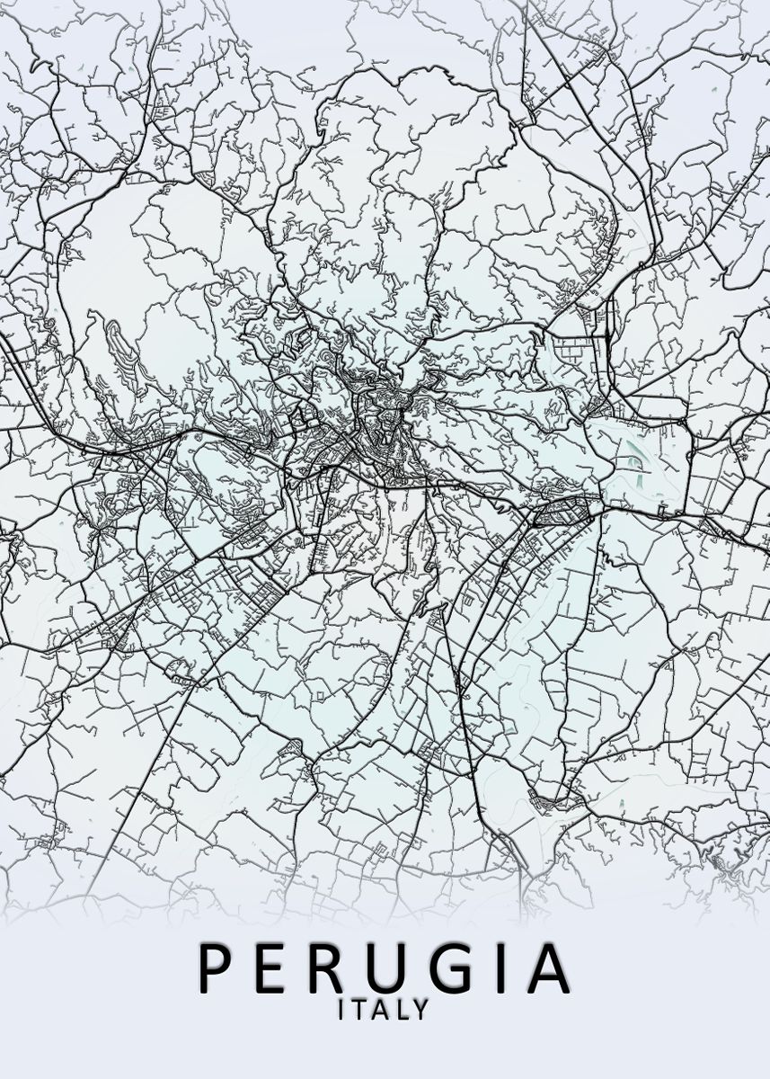 'Perugia Italy City Map' Poster, picture, metal print, paint by City ...