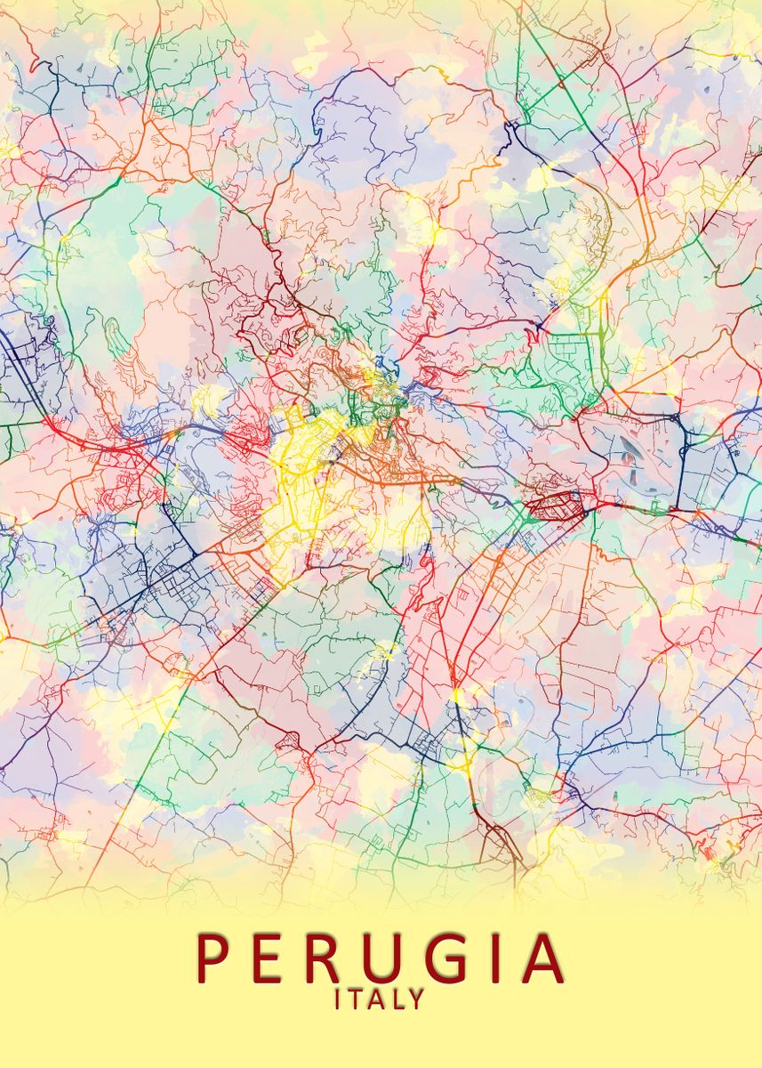 'Perugia Italy City Map' Poster, picture, metal print, paint by City ...