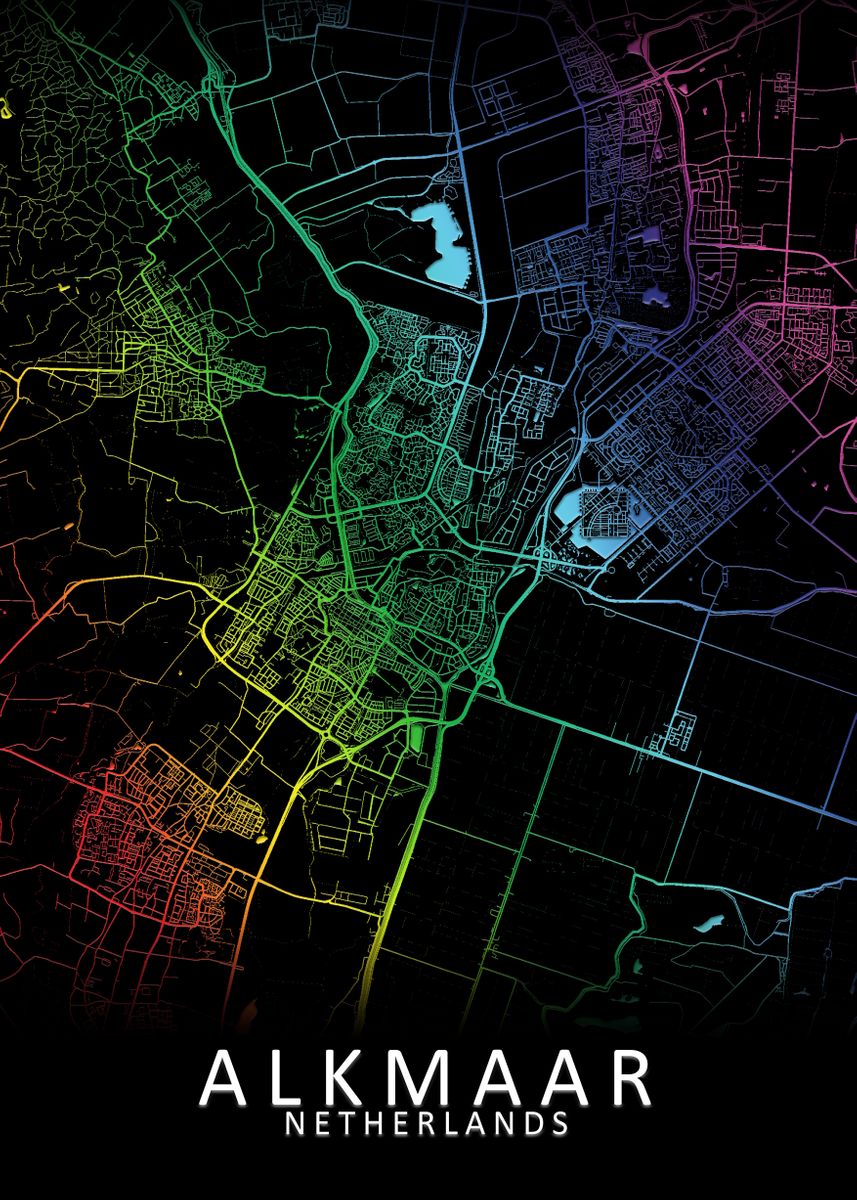 'Alkmaar Netherlands Map' Poster, picture, metal print, paint by City ...