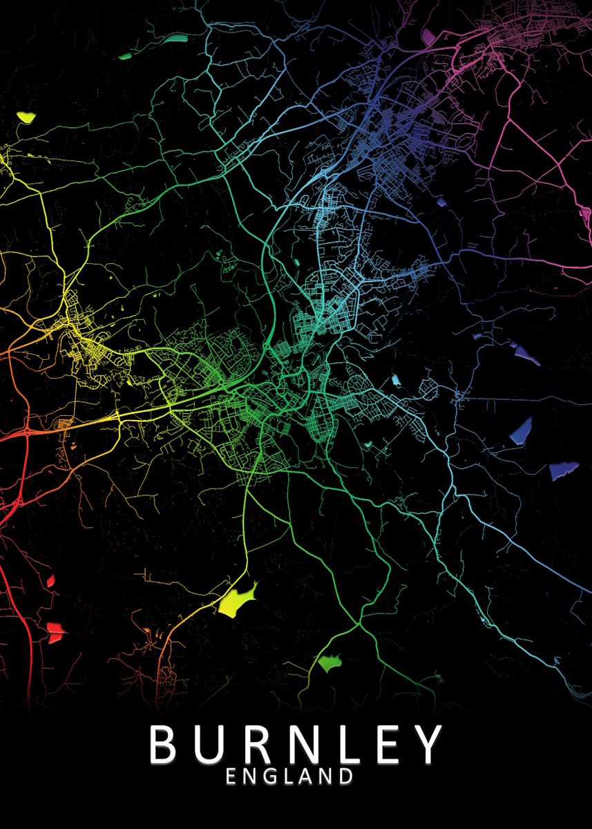 'Burnley England City Map' Poster, picture, metal print, paint by City ...