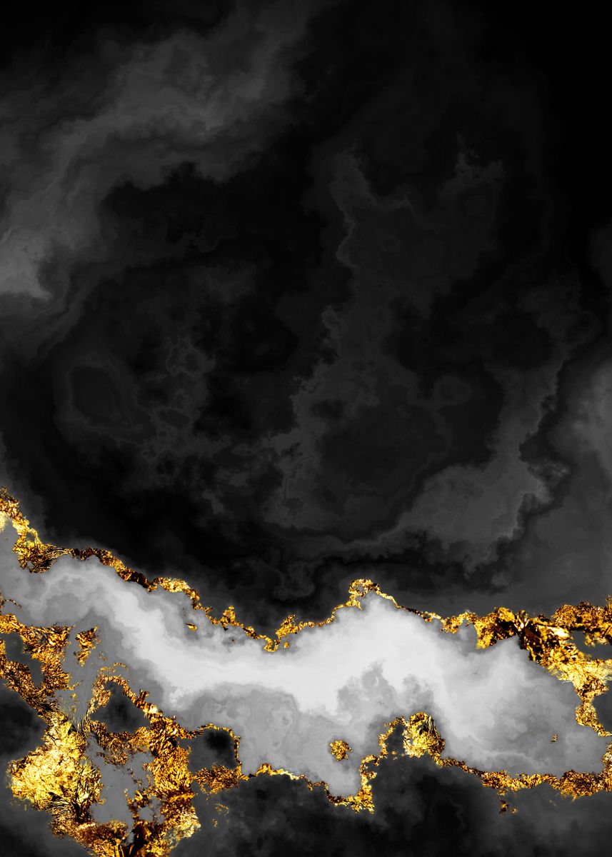 'Gilded Grayscale Nebula' Poster by Holy Rock Design | Displate