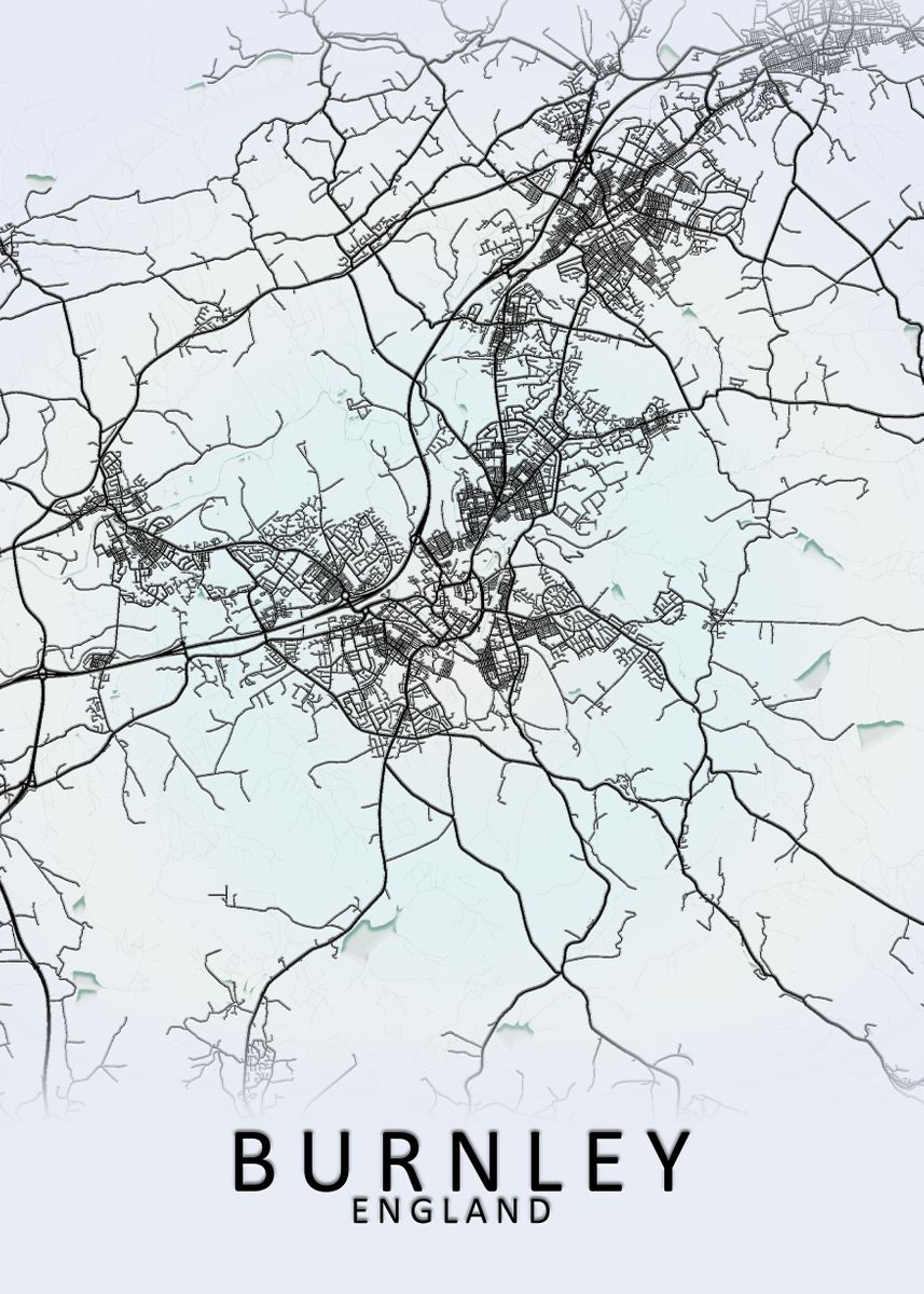 'Burnley England City Map' Poster, picture, metal print, paint by City ...