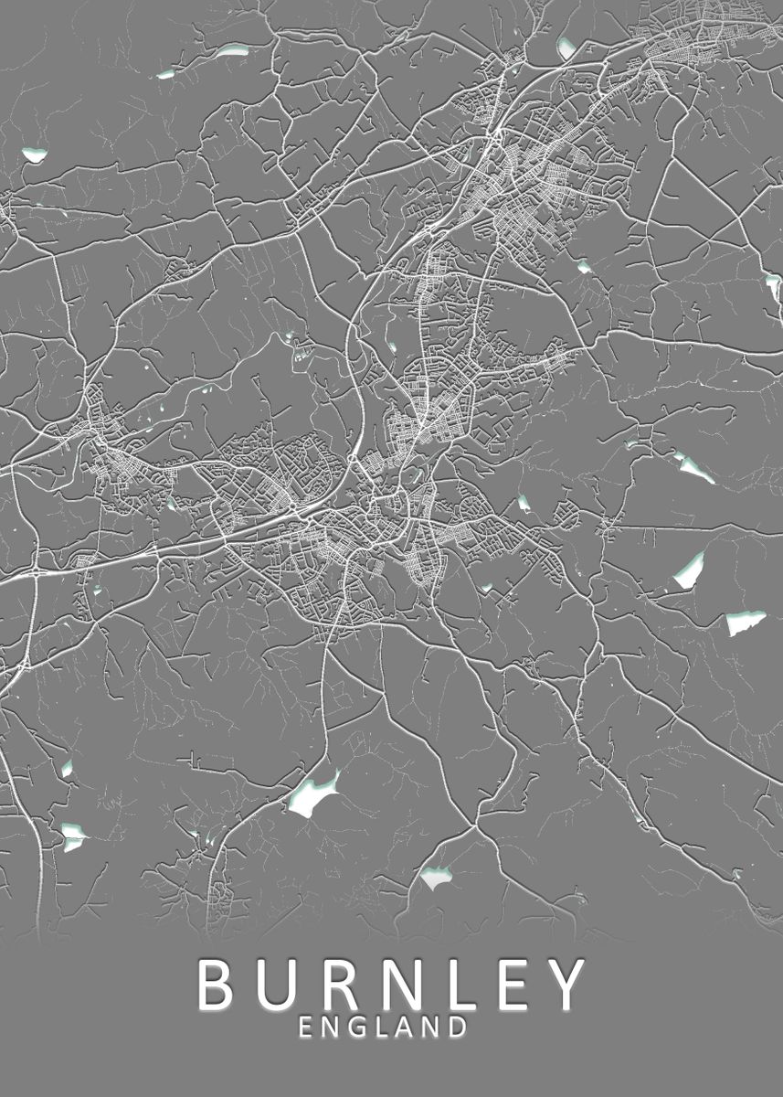 'Burnley England City Map' Poster, picture, metal print, paint by City ...