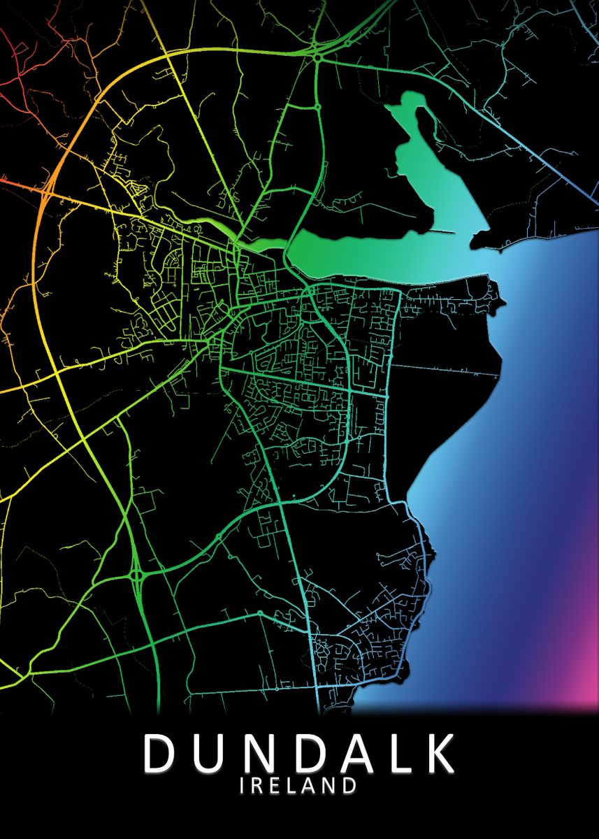 'Dundalk Ireland City Map' Poster, picture, metal print, paint by City ...