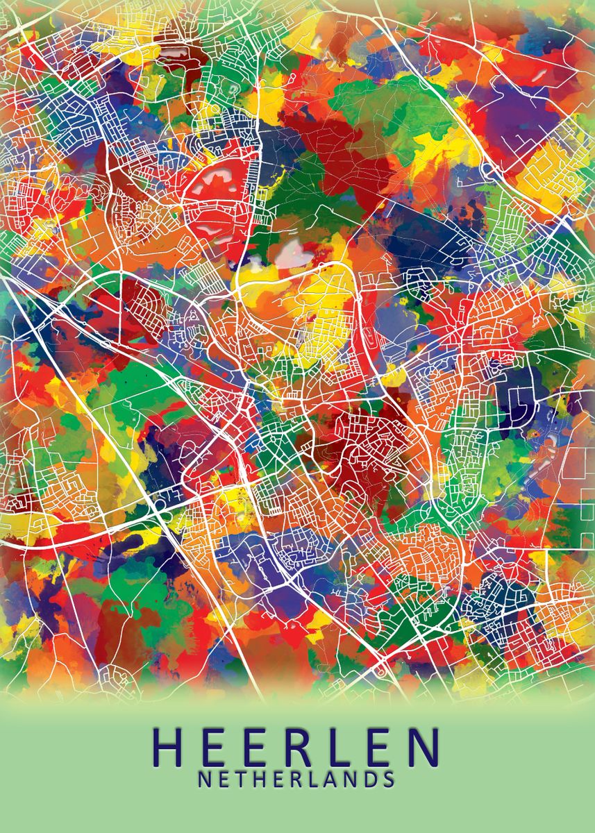 'Heerlen Netherlands Map' Poster by City Map Art Prints | Displate