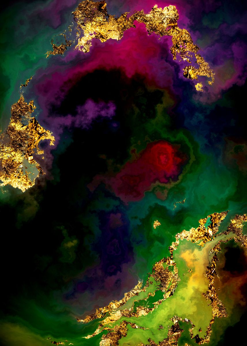 '1 of 100 Nebulas in Gold' Poster by Holy Rock Design | Displate