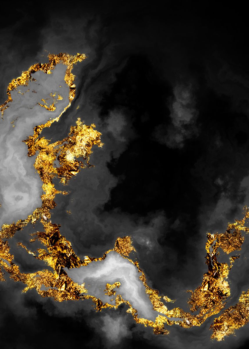 'Gilded Grayscale Nebula' Poster by Holy Rock Design | Displate