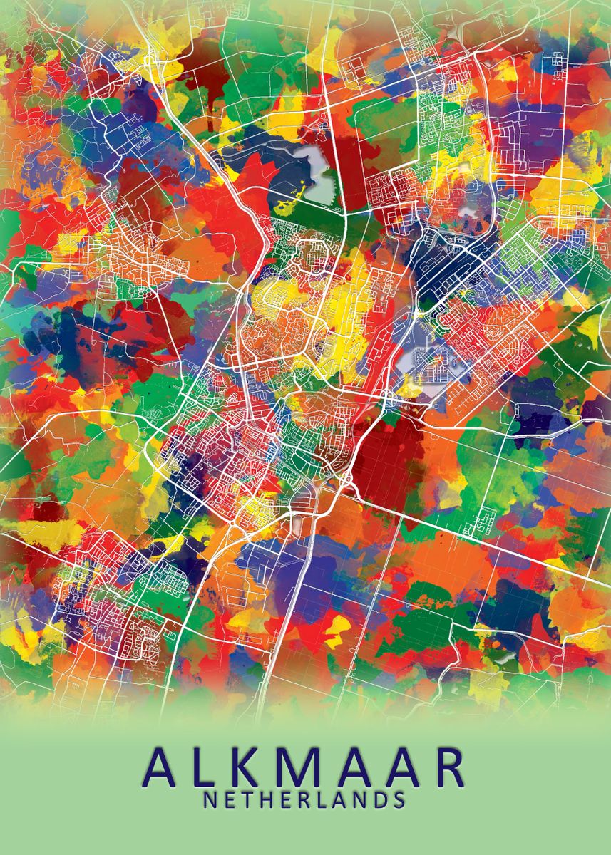 'Alkmaar Netherlands Map' Poster, picture, metal print, paint by City ...