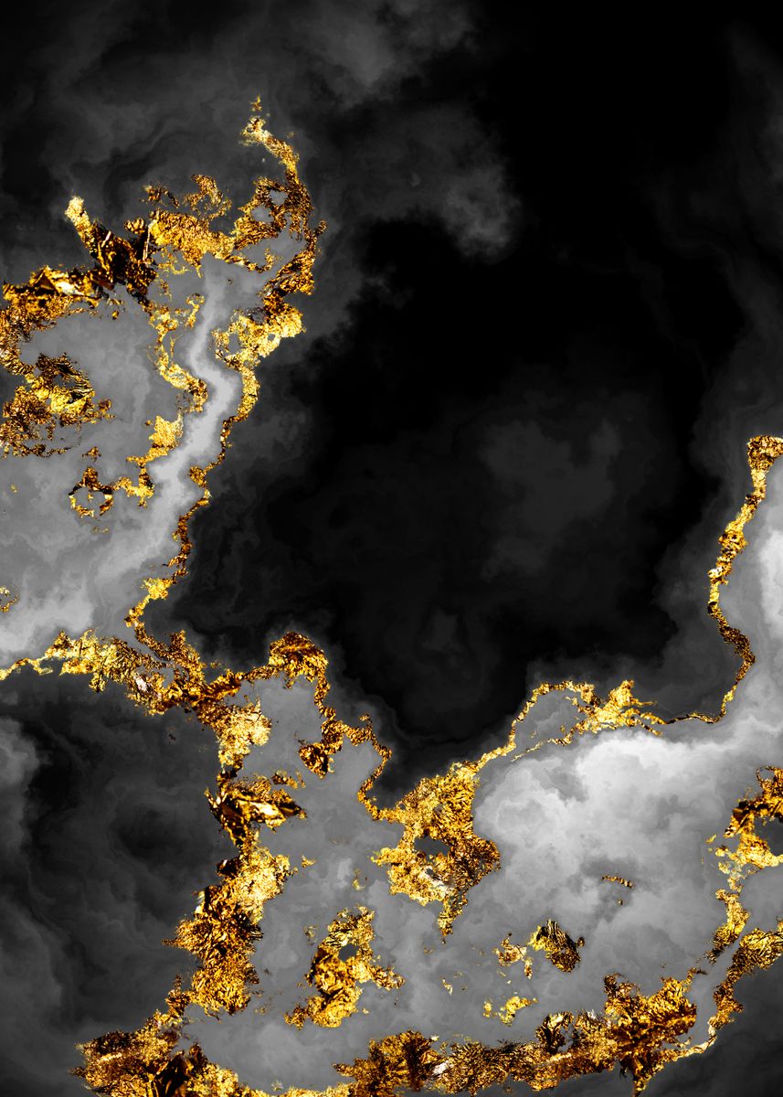 'Gilded Grayscale Nebula' Poster, picture, metal print, paint by Holy ...