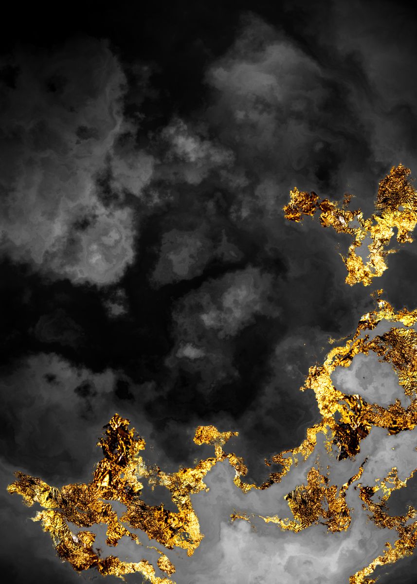 'Gilded Grayscale Nebula' Poster by Holy Rock Design | Displate