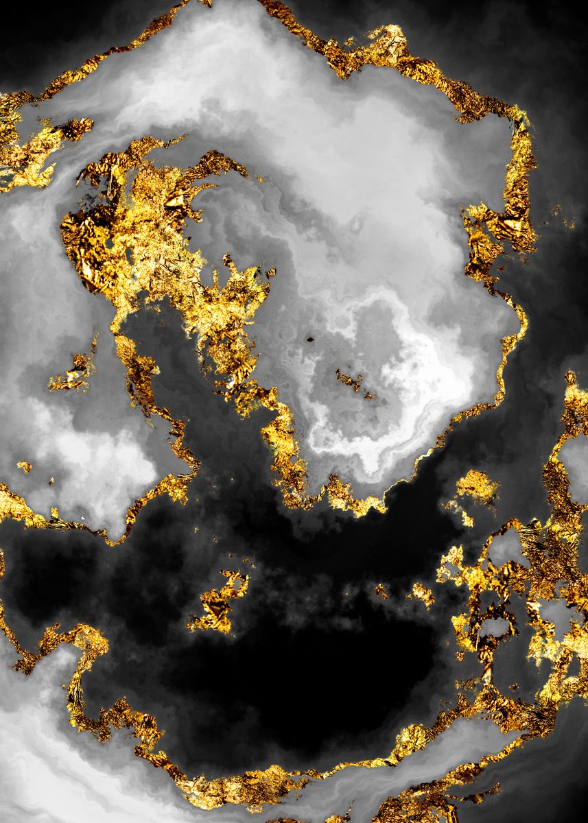 'Gilded Grayscale Nebula' Poster by Holy Rock Design | Displate