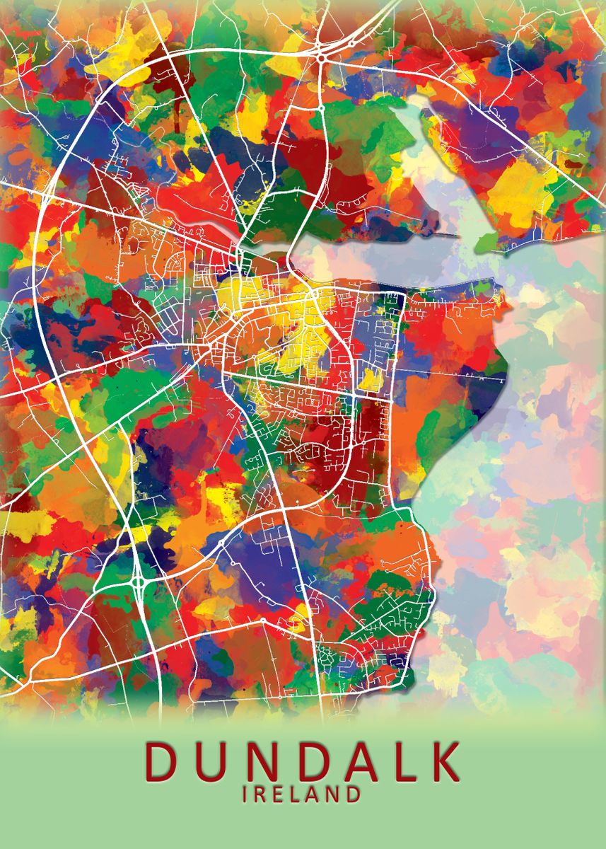 'Dundalk Ireland City Map' Poster, picture, metal print, paint by City ...