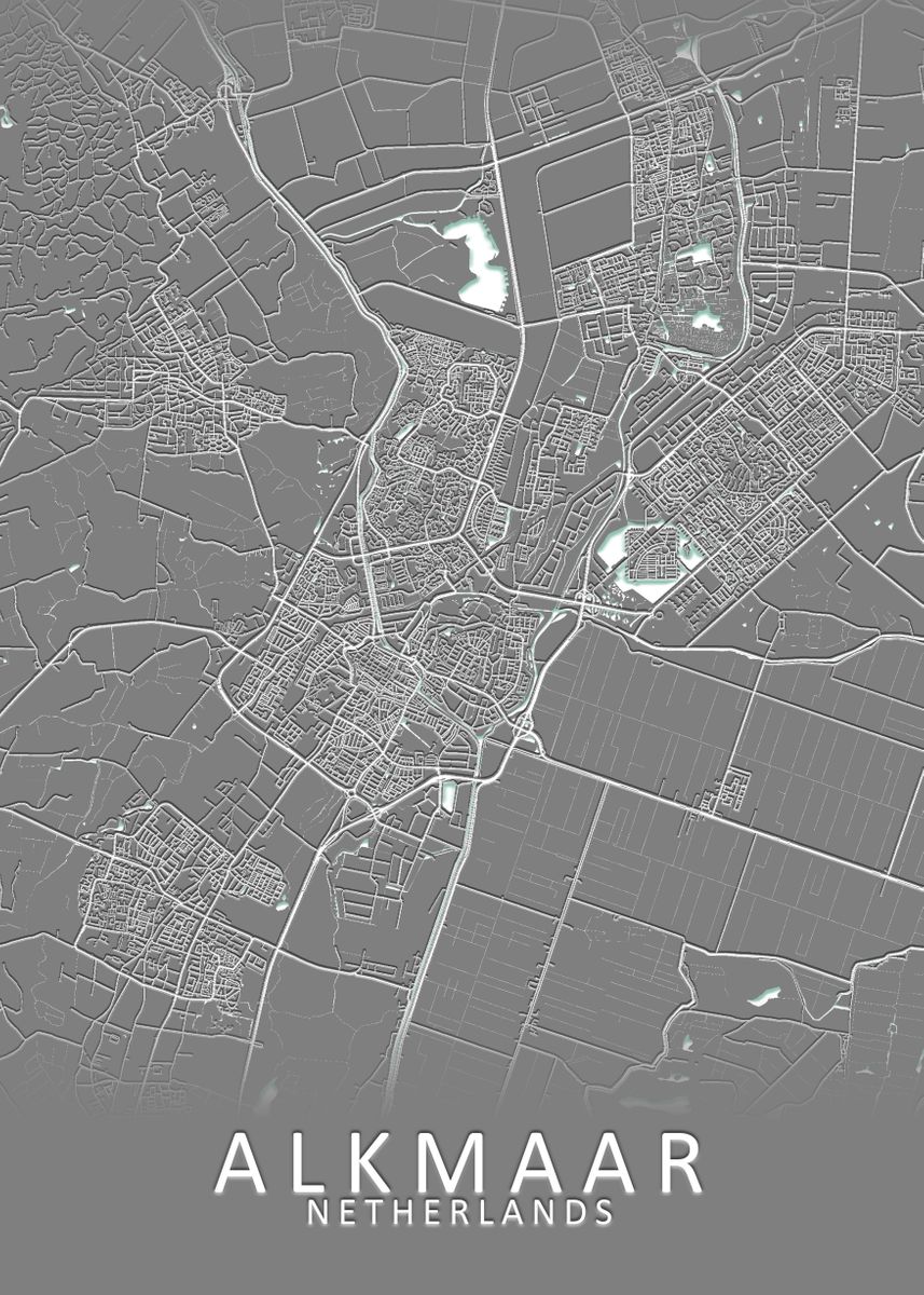 'Alkmaar Netherlands Map' Poster, picture, metal print, paint by City ...