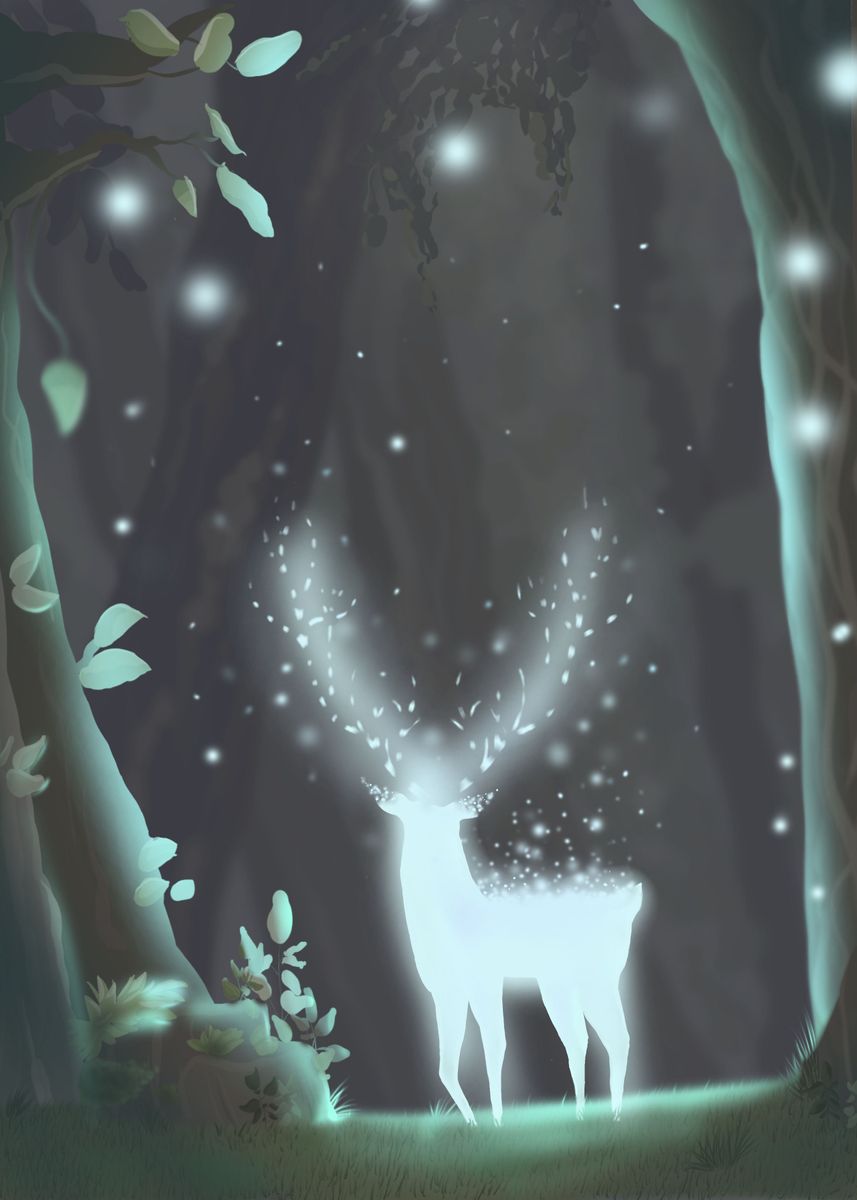 'Deer Spirit in the Woods' Poster by Nature Fairy Art | Displate