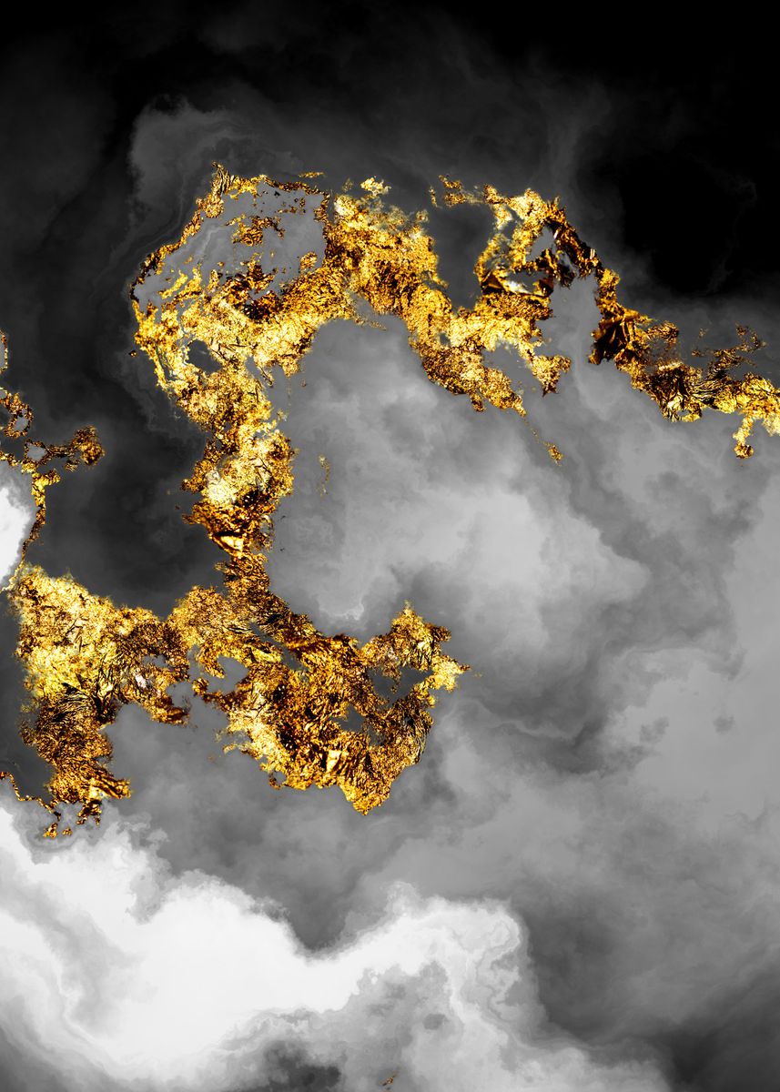 'Gilded Grayscale Nebula' Poster by Holy Rock Design | Displate