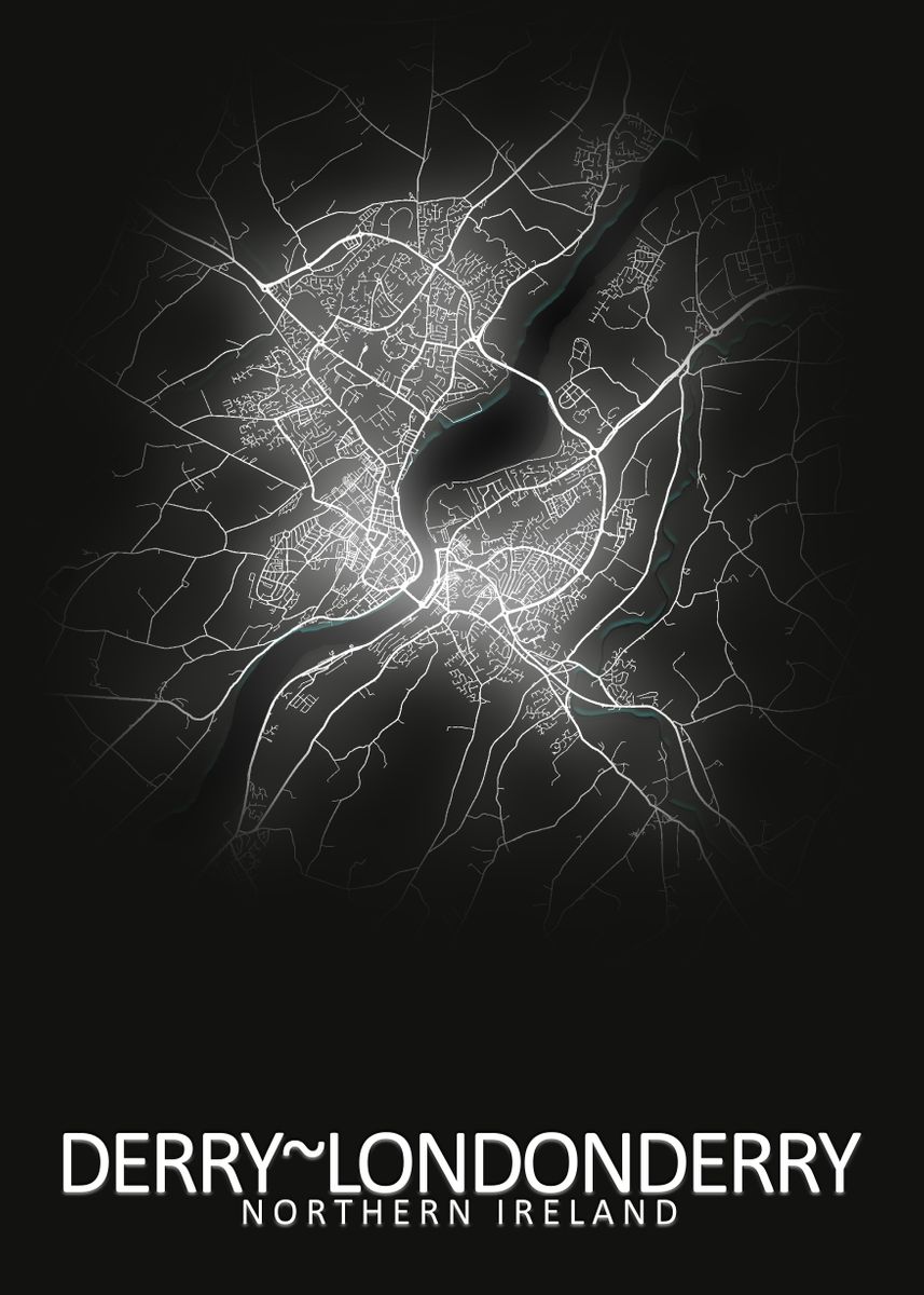 'Derry Londonderry City Map' Poster by City Map Art Prints | Displate