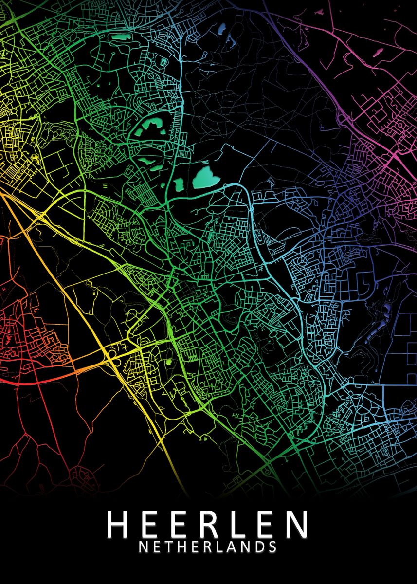 'Heerlen Netherlands Map' Poster, picture, metal print, paint by City ...