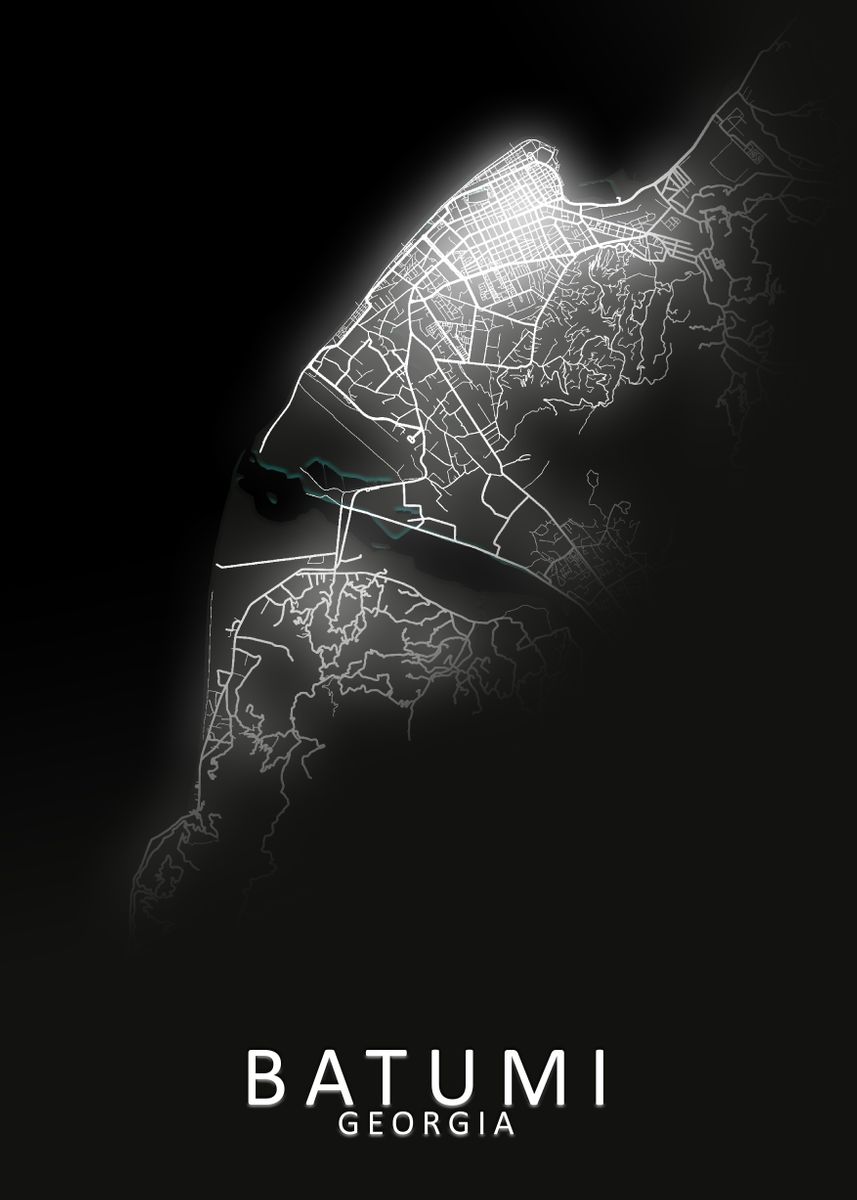 'Batumi Georgia City Map' Poster, picture, metal print, paint by City ...