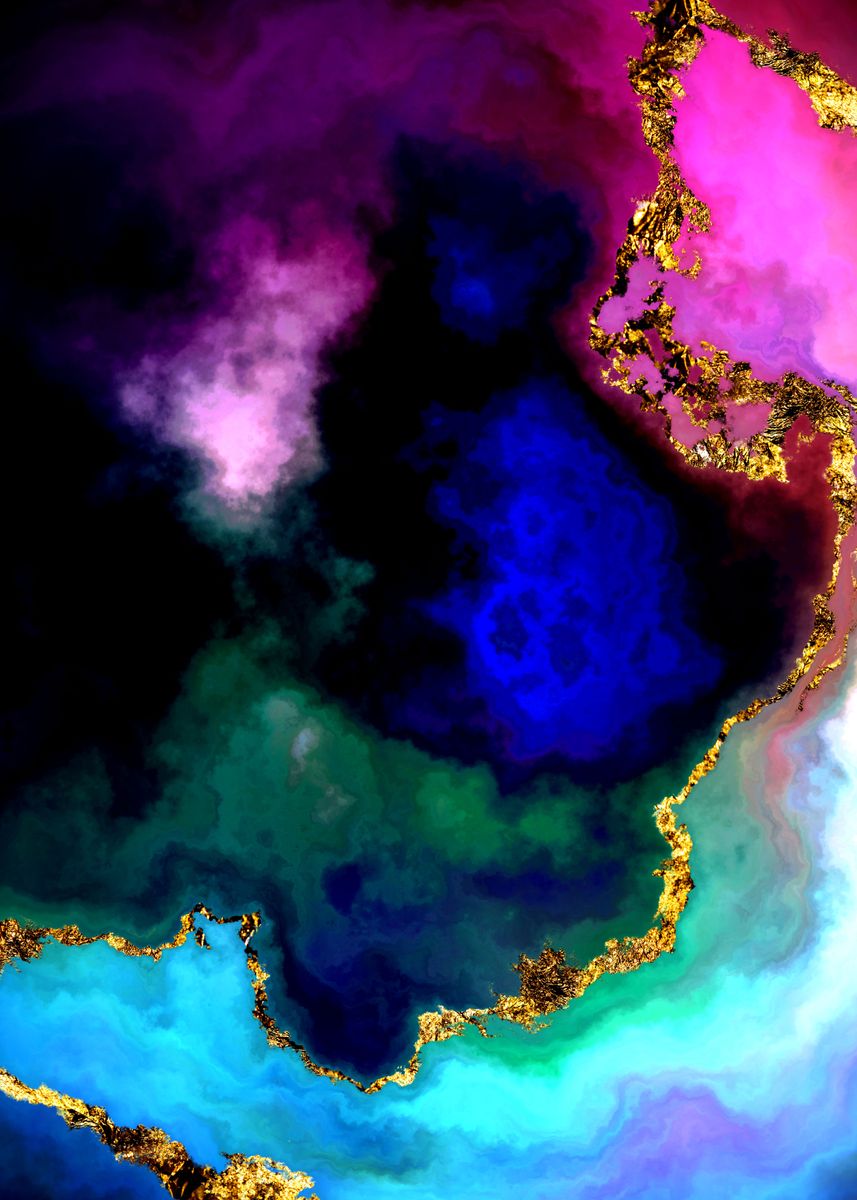 '1 of 100 Nebulas in Gold' Poster by Holy Rock Design | Displate