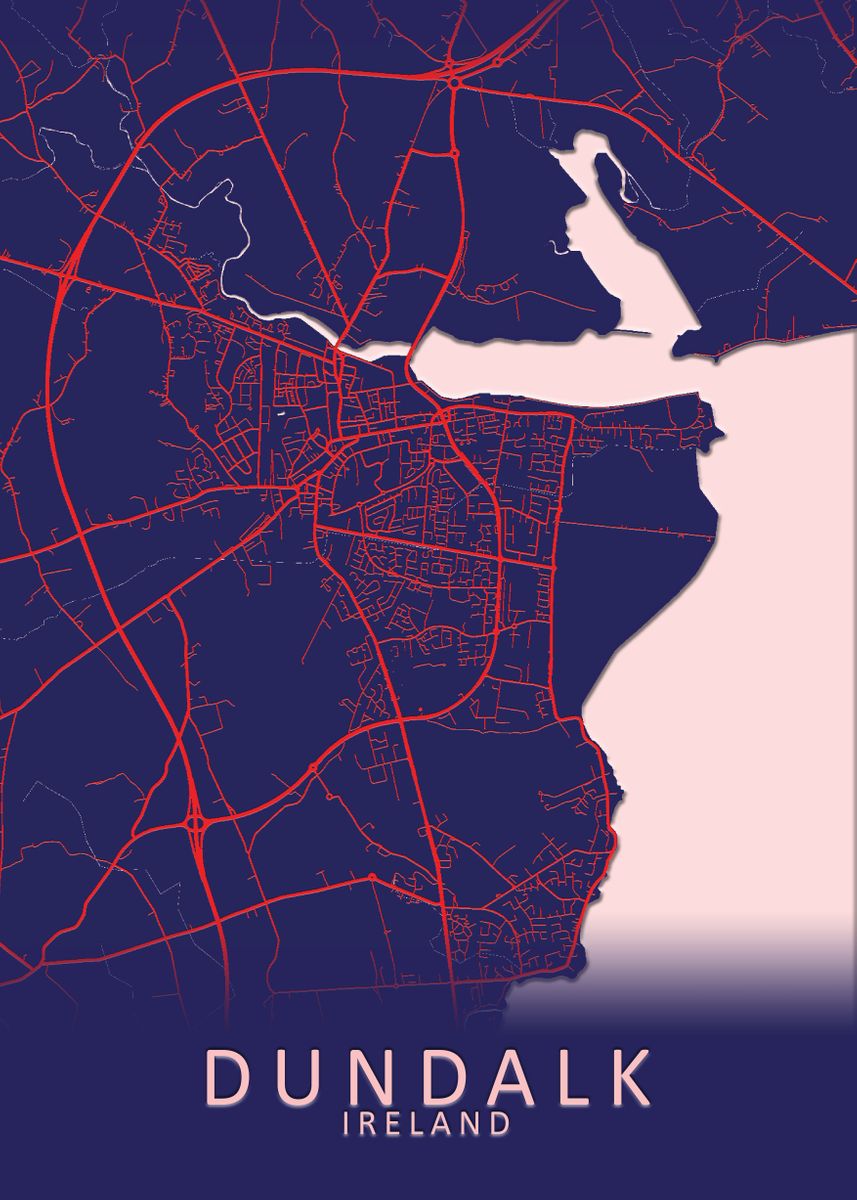 'Dundalk Ireland City Map' Poster, picture, metal print, paint by City ...