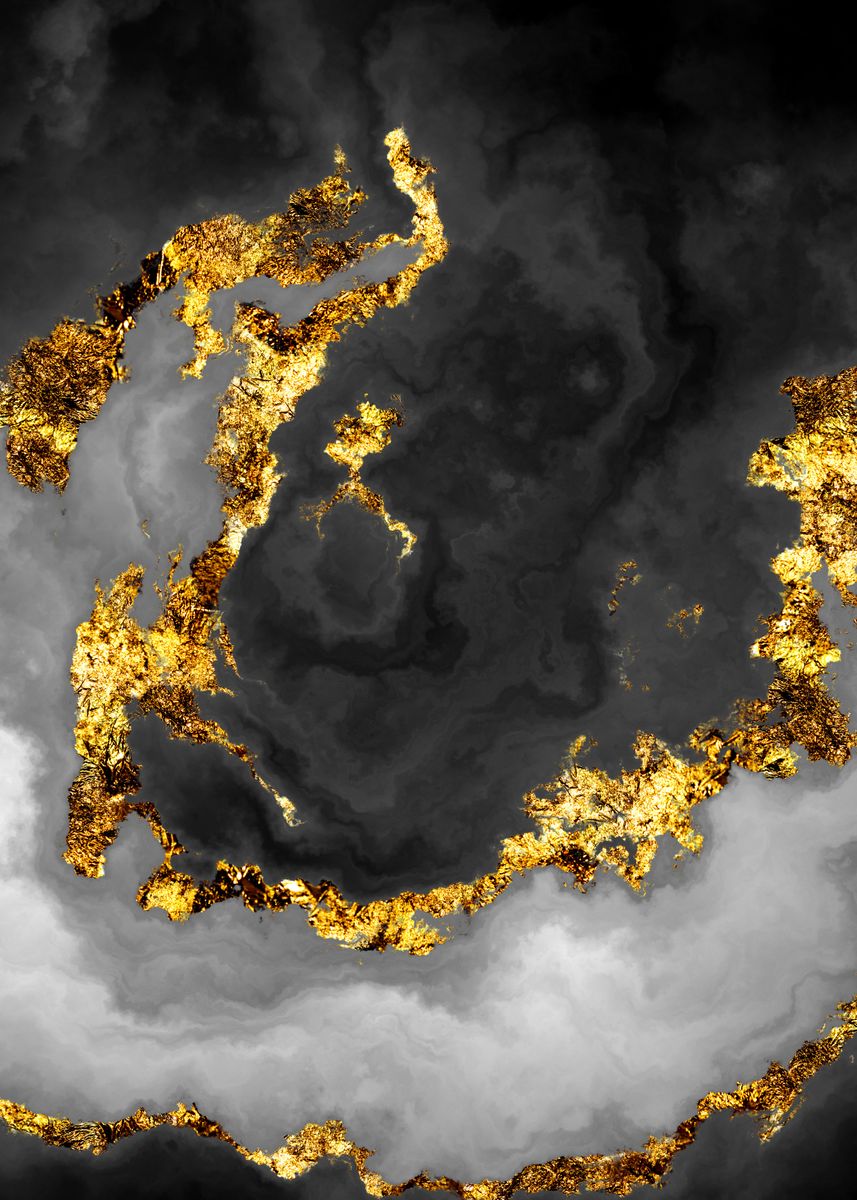 'Gilded Grayscale Nebula' Poster by Holy Rock Design | Displate