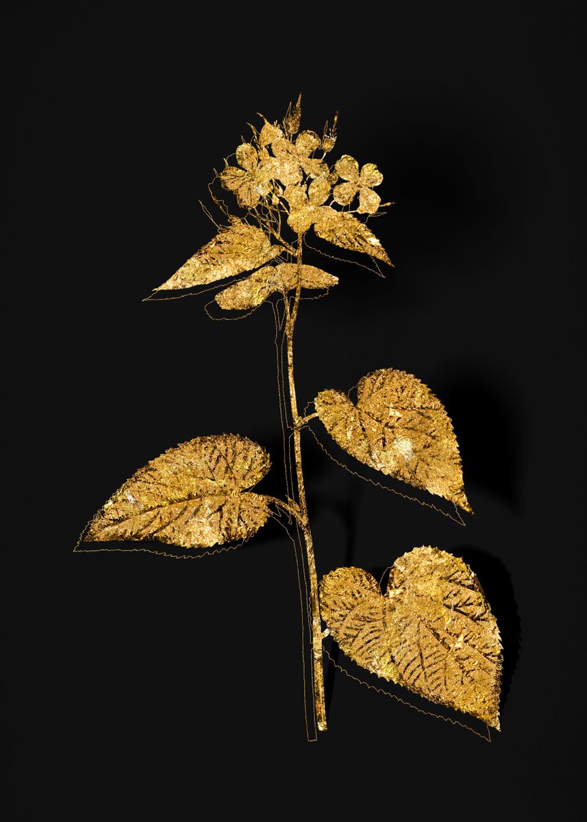 'Gold Flora on Black' Poster, picture, metal print, paint by Holy Rock ...