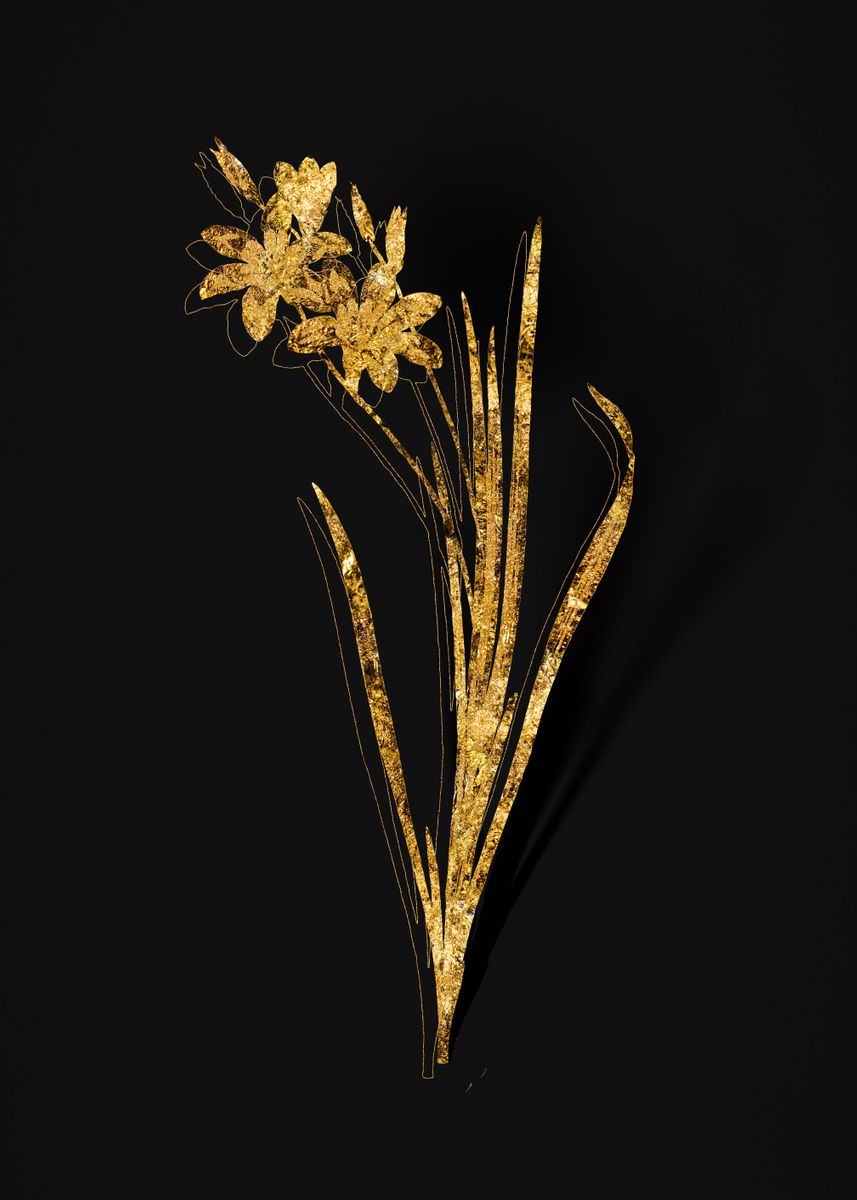 'Gold Flora on Black' Poster, picture, metal print, paint by Holy Rock ...