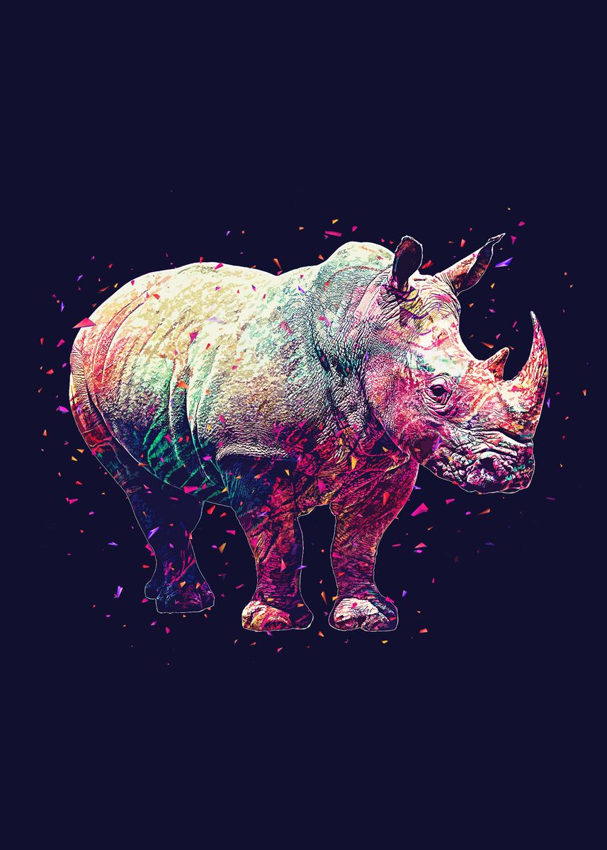 'Rhino' Poster, picture, metal print, paint by Gab Fernando | Displate