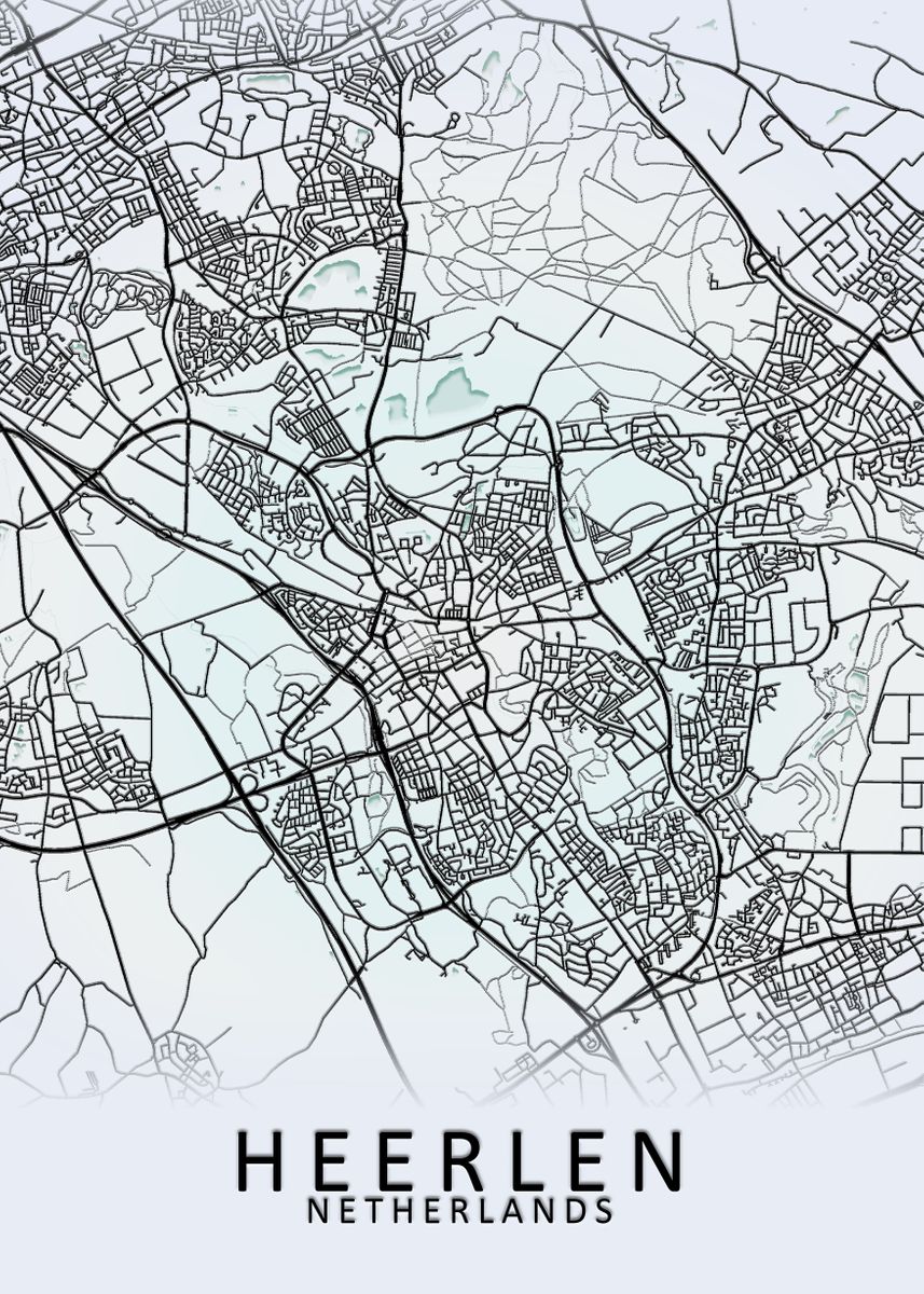 'Heerlen Netherlands Map' Poster, picture, metal print, paint by City ...