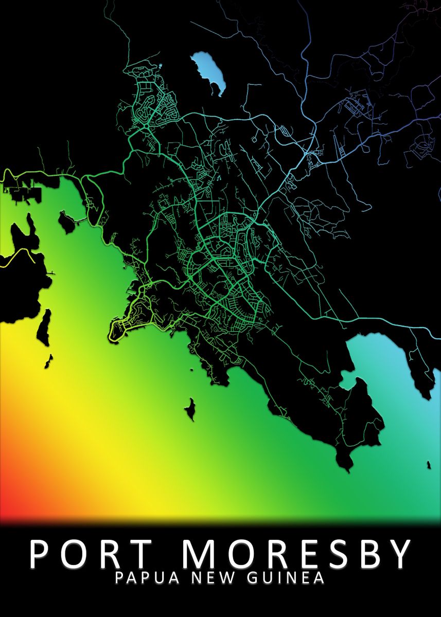 'Port Moresby City Map' Poster, picture, metal print, paint by City Map ...