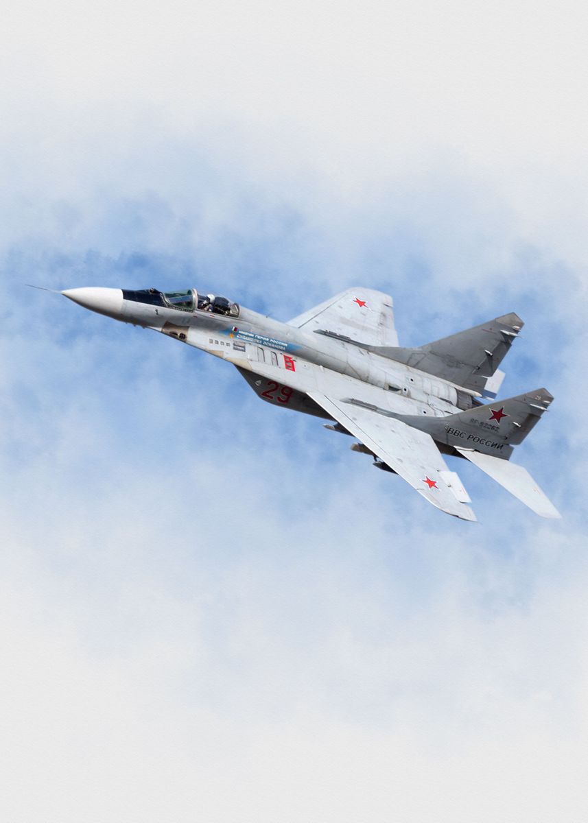 'MiG 29 Fulcrum' Poster, picture, metal print, paint by Iwoko | Displate