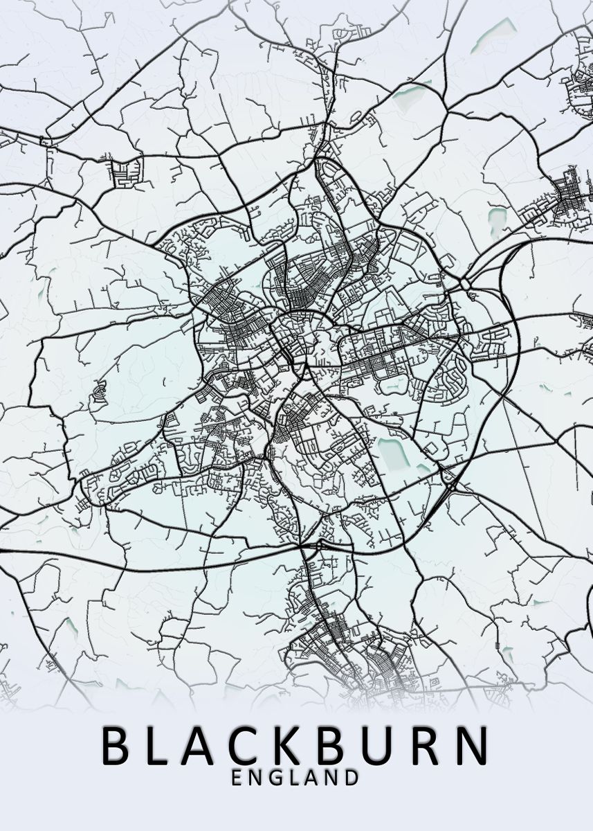 'Blackburn England City Map' Poster, picture, metal print, paint by ...